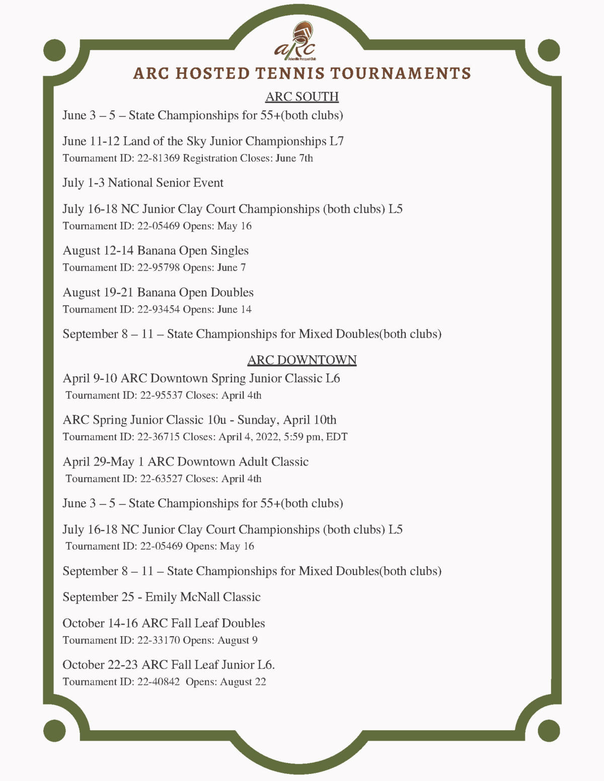 Asheville Racquet Club | Tennis | ARC Tennis Courts | Adult Tennis