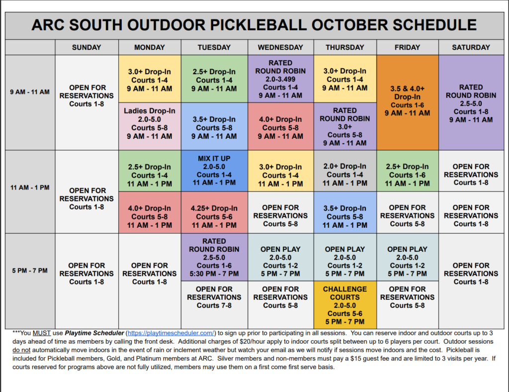 Asheville Racquet Club | Schedule | South Fitness Schedule