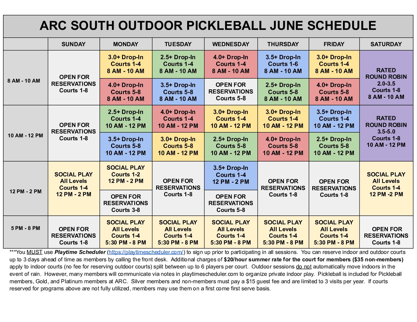 Asheville Racquet Club | Schedule | South Fitness Schedule