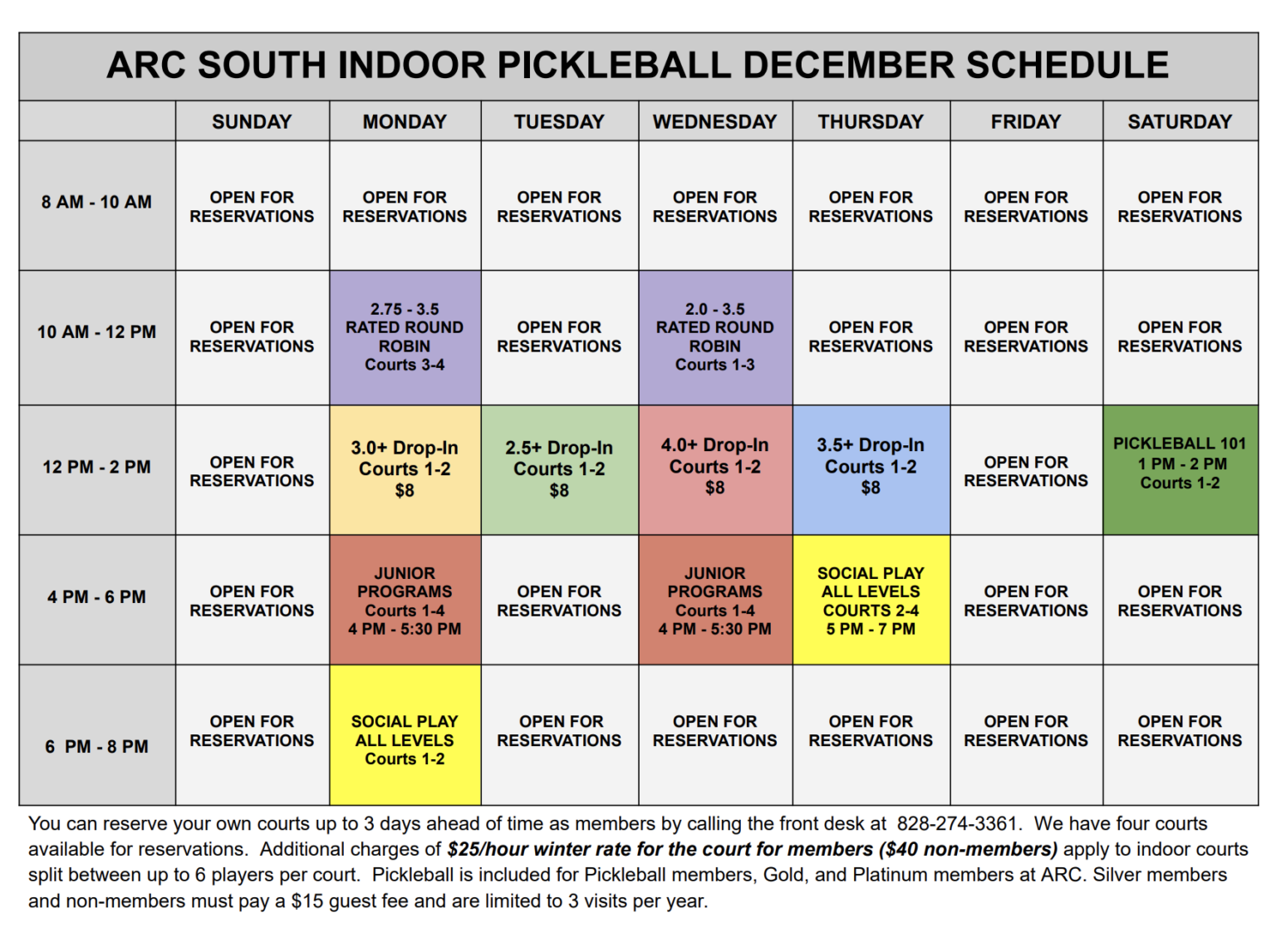 Schedules – Asheville Racquet Club