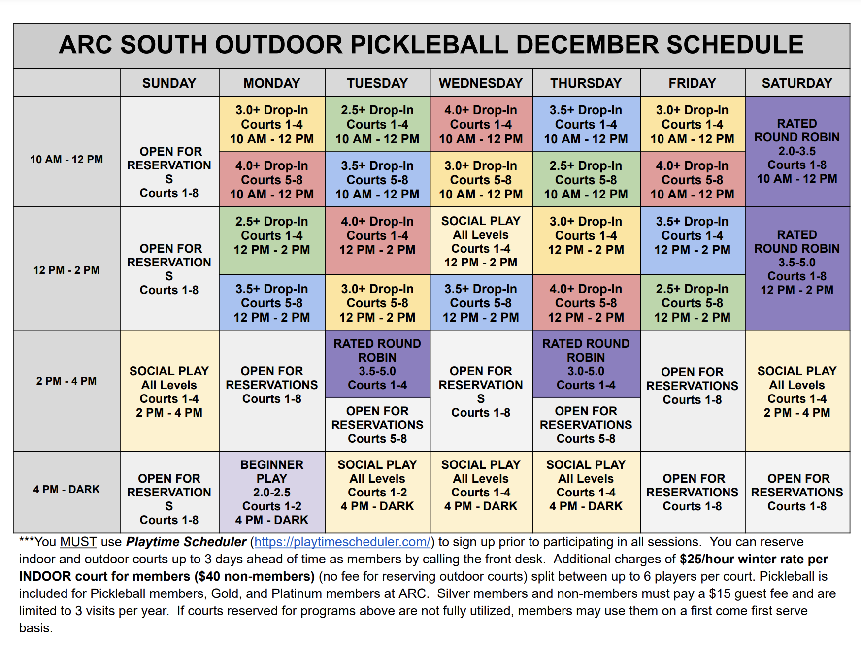 Schedules – Asheville Racquet Club