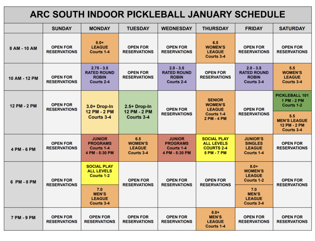 Schedules – Asheville Racquet Club