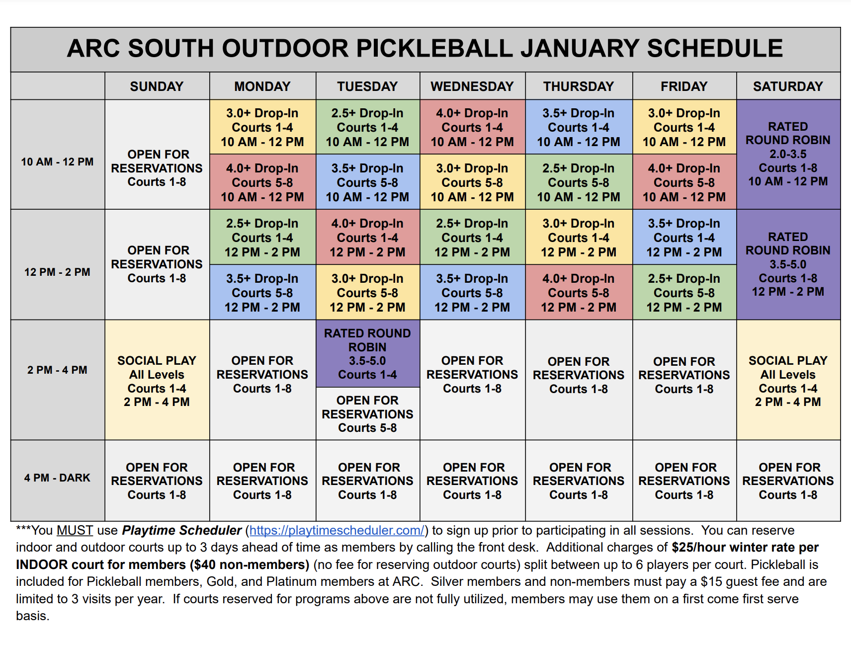 Schedules – Asheville Racquet Club