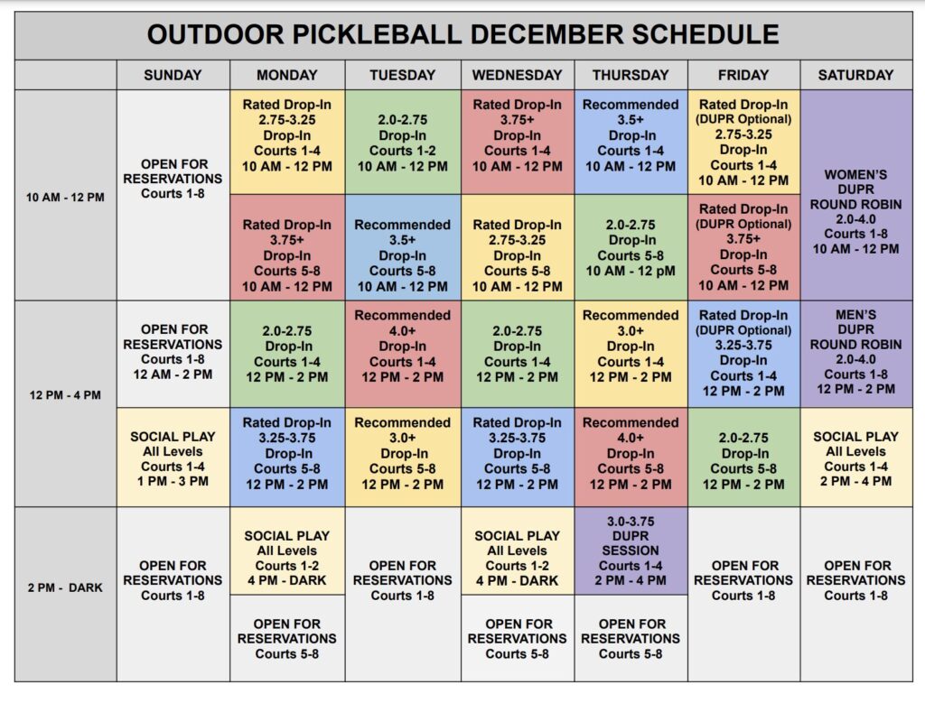 Schedules – Asheville Racquet Club