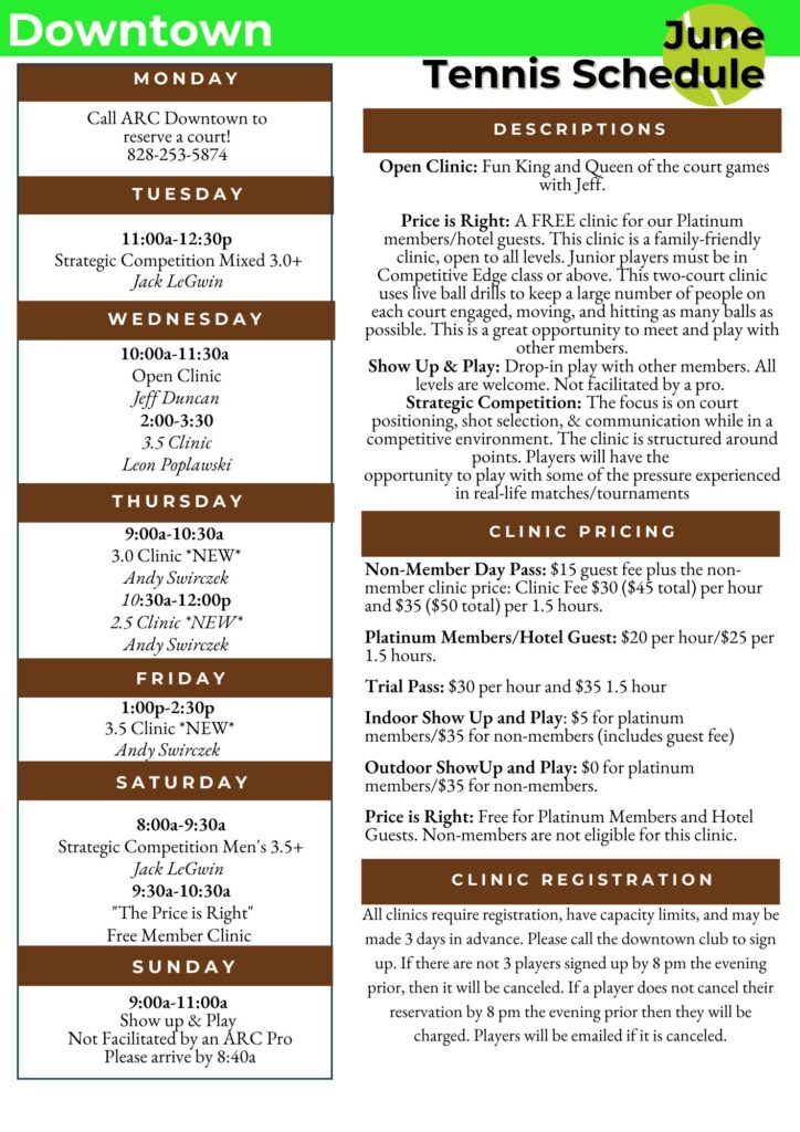 Schedules – Asheville Racquet Club
